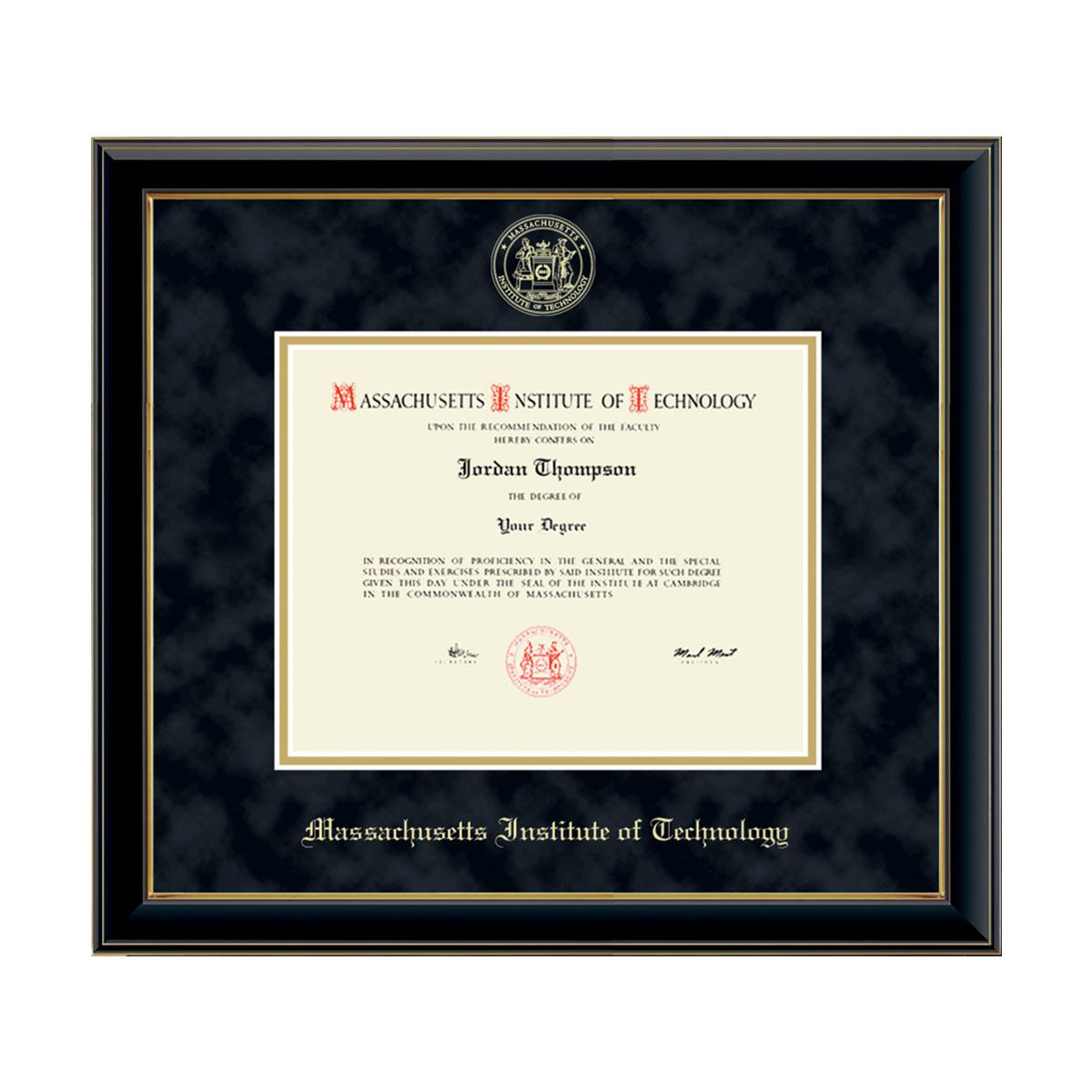 MIT Gold Embossed Diploma Frame in Onyx Gold with Black Suede Mat – The ...