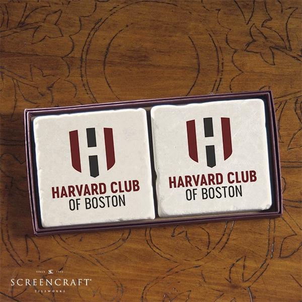 Harvard Club Of Boston Screencraft Tileworks Set Of 2 Marble Coasters ...