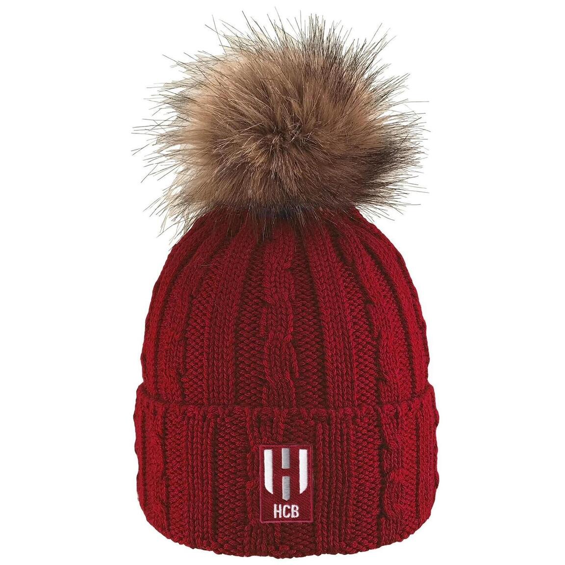 Harvard Club Of Boston Alps Cable Knit Hat With Faux Fur Pom – The COOP