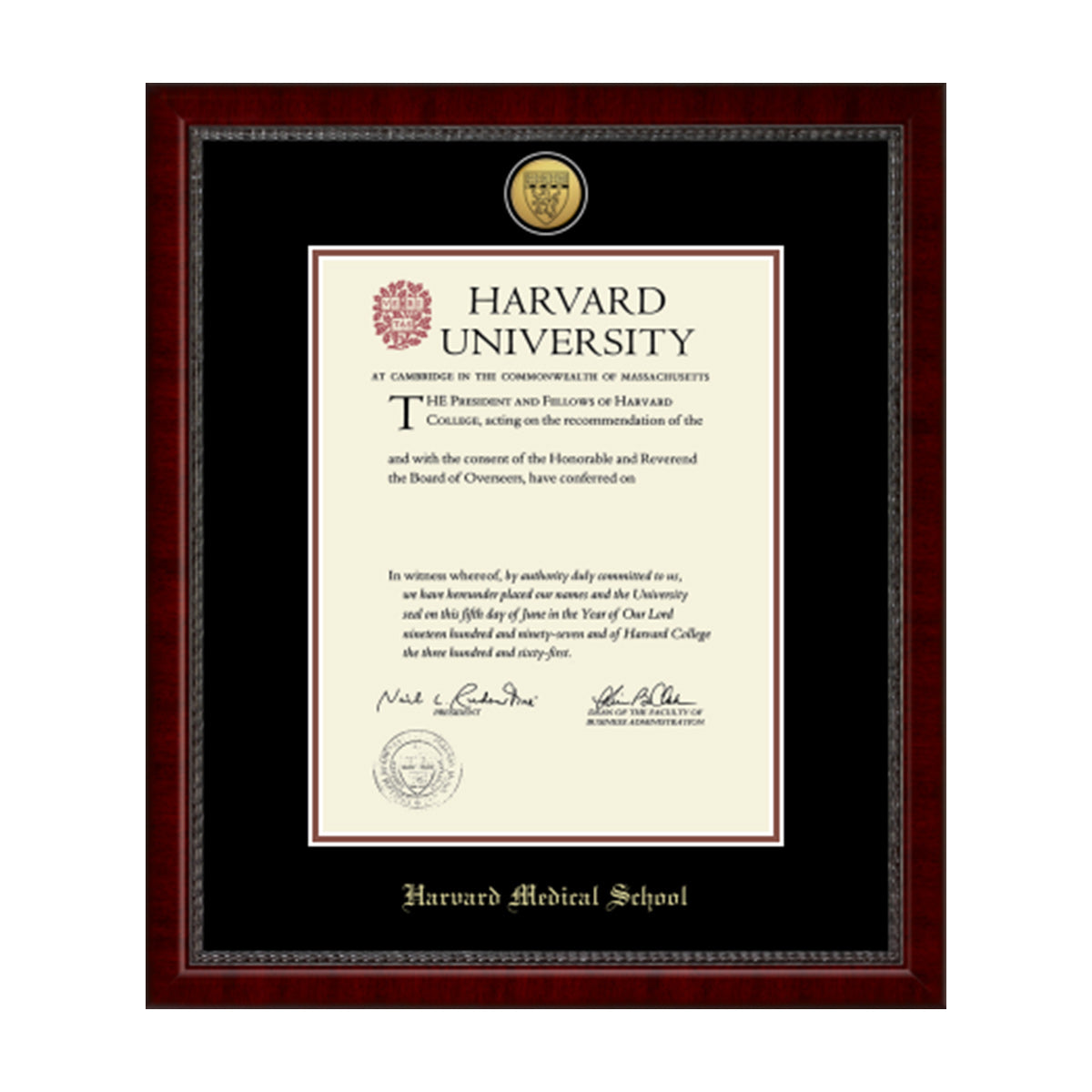 Harvard Gold Engraved Medallion Diploma Frame in Sutton with Black/Aub ...