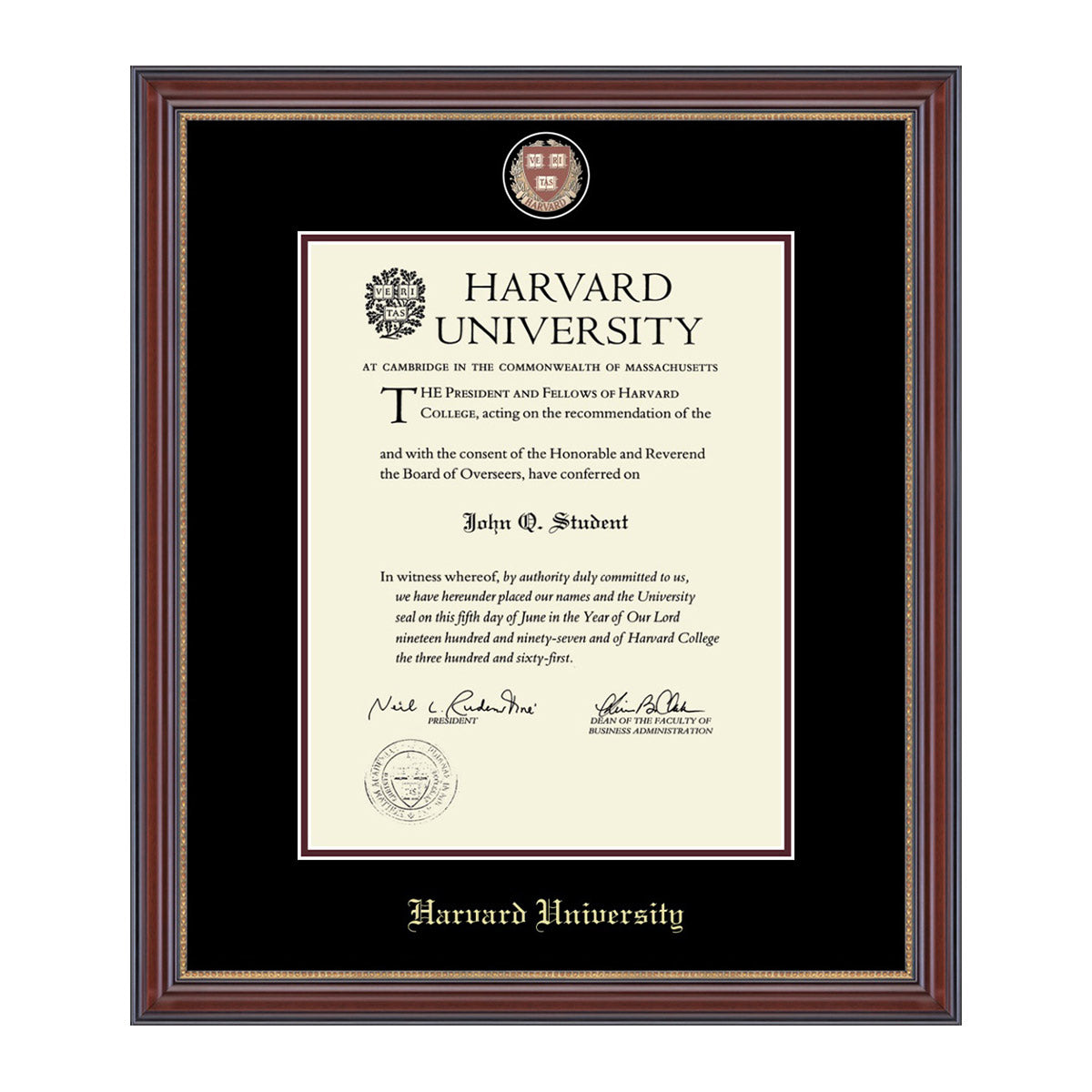 Harvard Masterpiece Medallion Diploma Frame in Kensington Gold with Bl ...