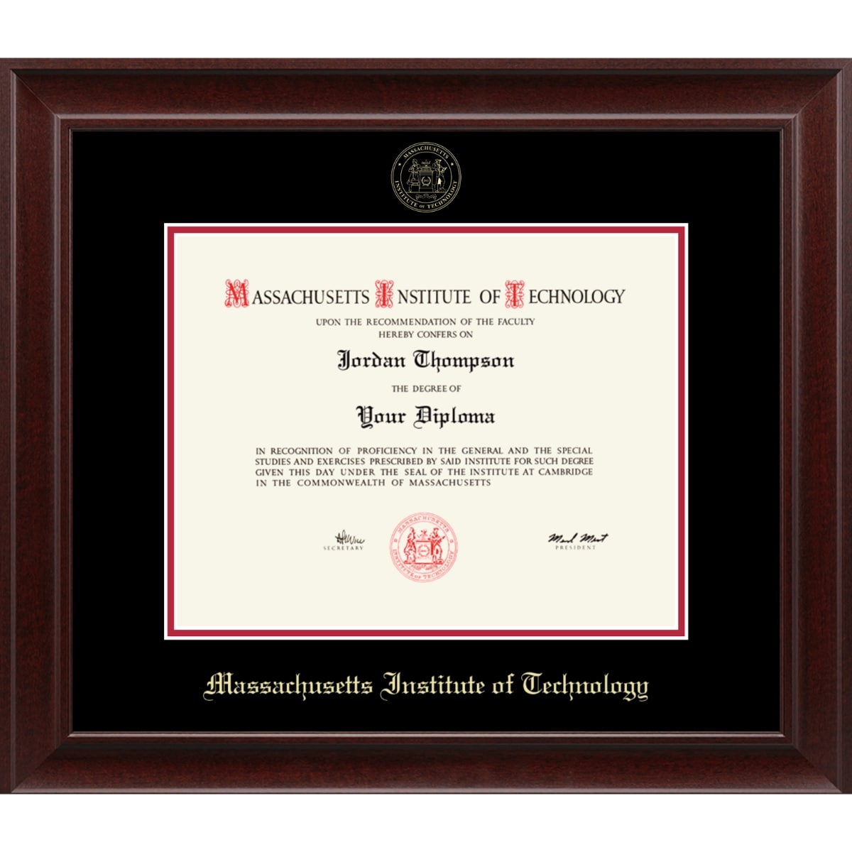 MIT Gold Embossed Diploma Frame in Rainier with Black/Red Mats – The COOP
