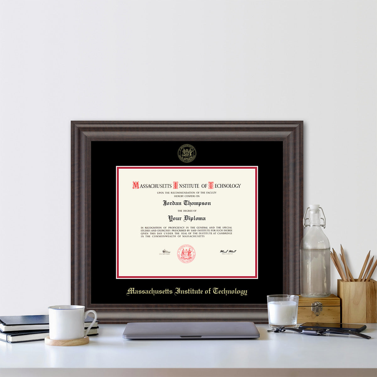 MIT Gold Embossed Diploma Frame in Acadia with Black/Red Mats – The COOP